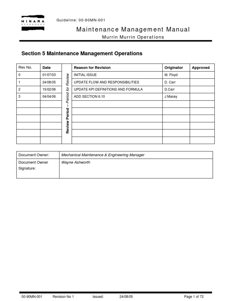 00-90MN-001 Maintenance Management Manual | PDF | Emergency | Business ...