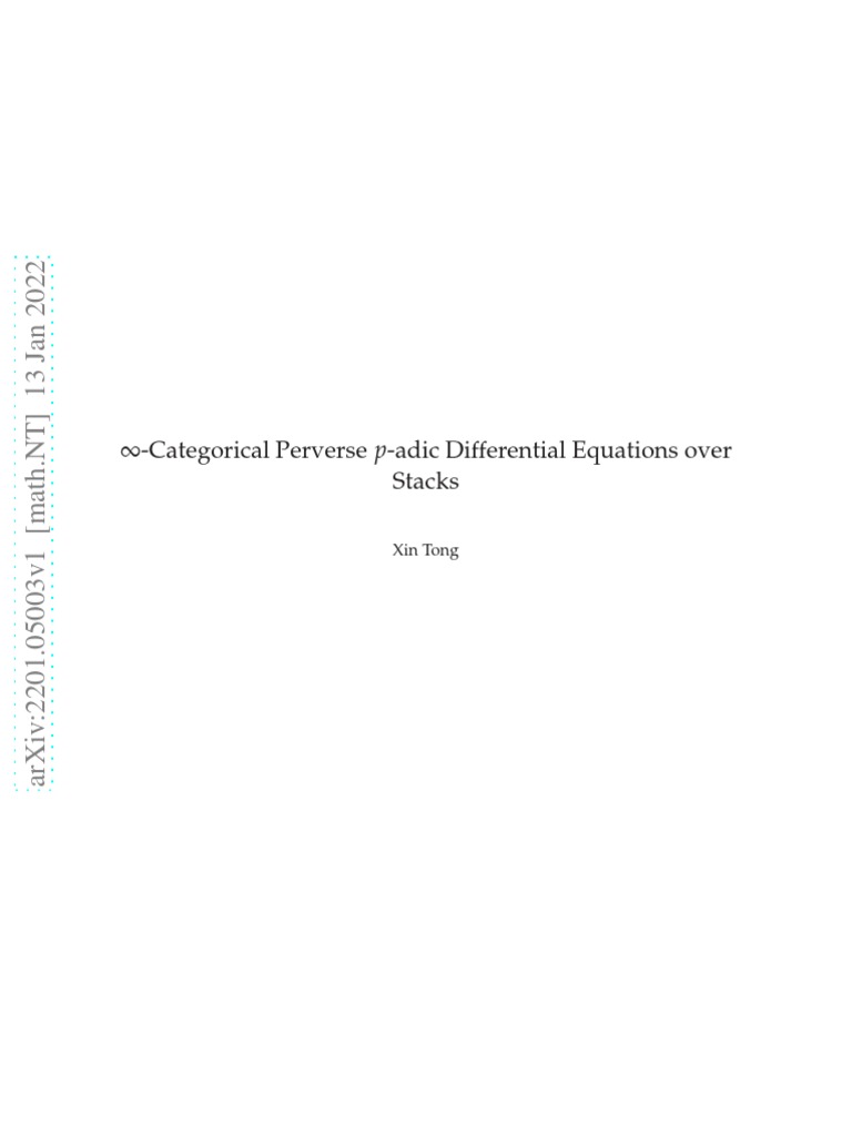Infty-Categorical Perverse P-Adic Differential Equ | PDF | Algebraic Topology | Abstract Algebra