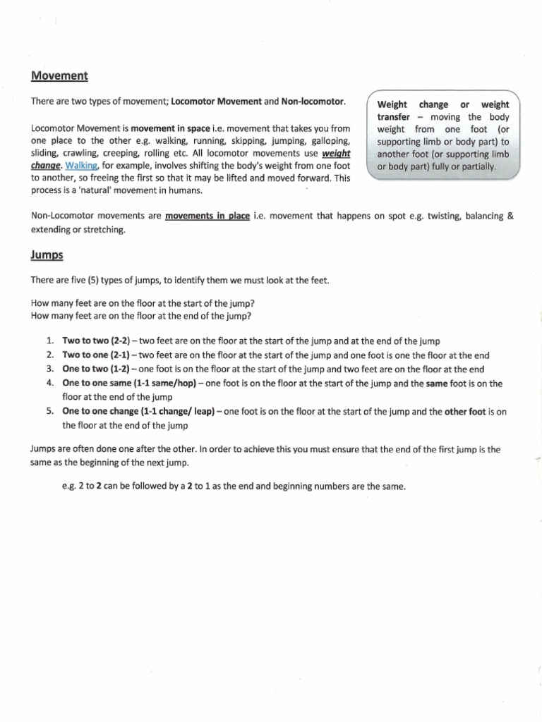 Movement Jumps Levels Directions | PDF