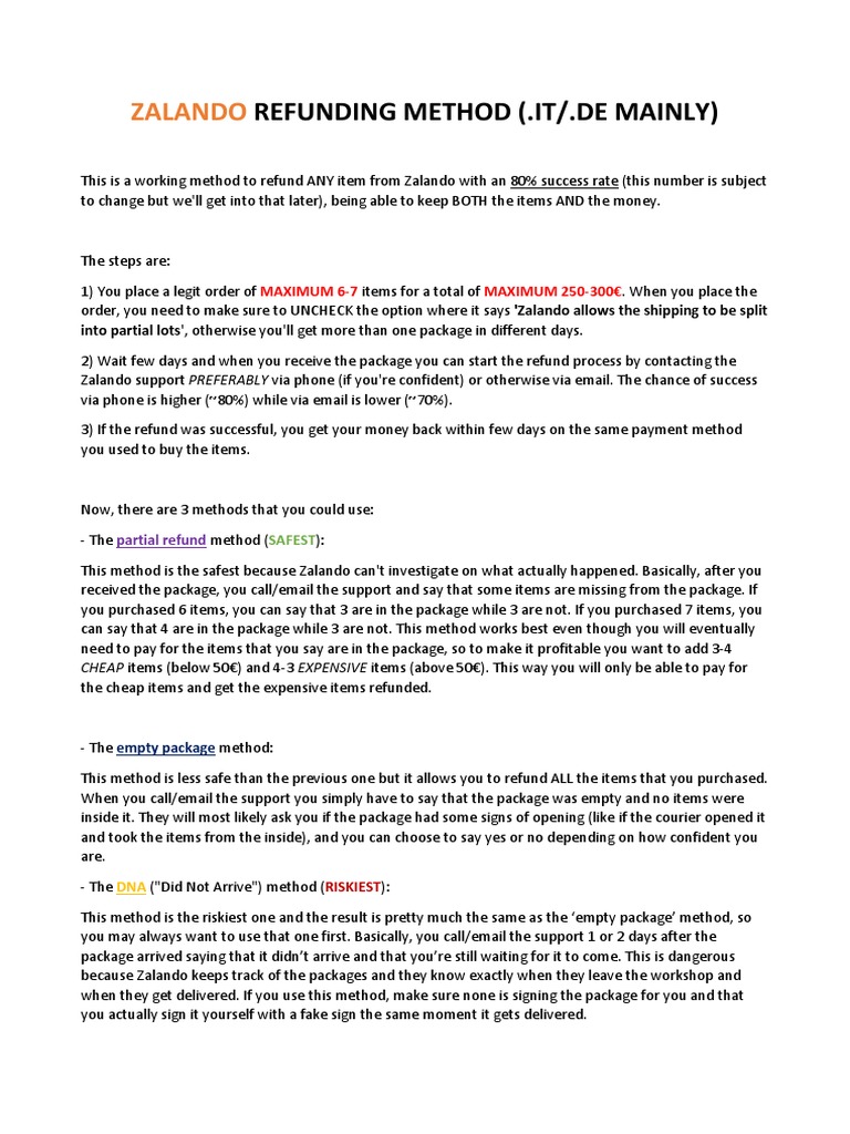 Zalando Refunding Method | PDF