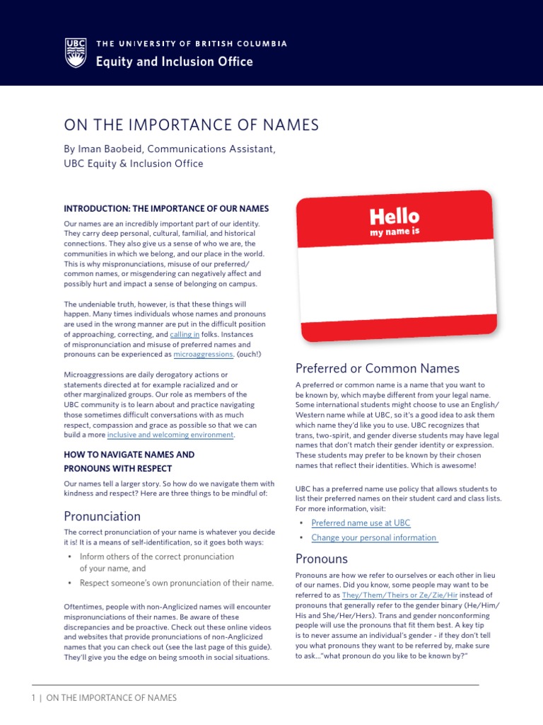 Importance of Names Guide v2 | PDF | Inclusion (Education) | Gender
