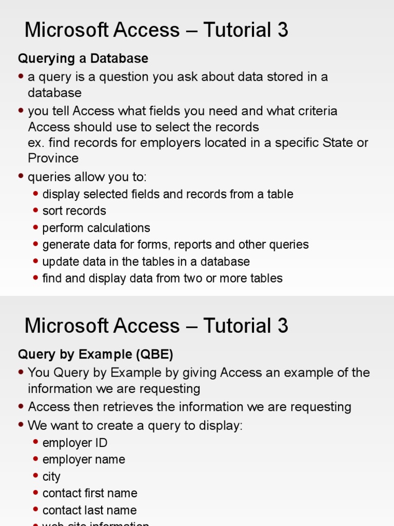 COMP1115 Week 11 Microsoft Access Relationships and Queries Part 1 W19 ...