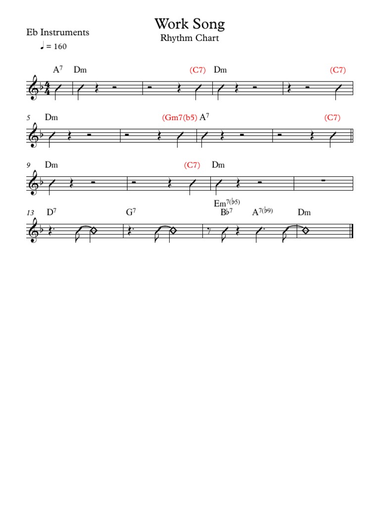 Work Song Rhythm Chart - Parts | PDF