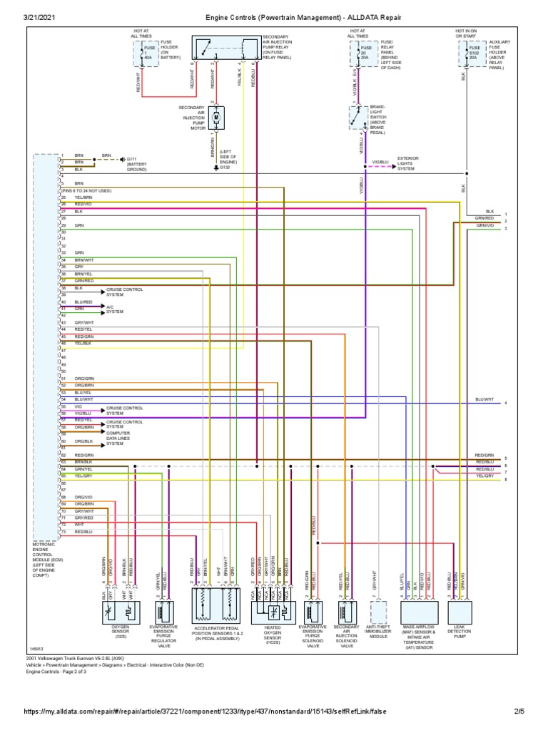 17 A 2001 Volkswagen Eurovan Diagrama Electrico | PDF | Throttle ...