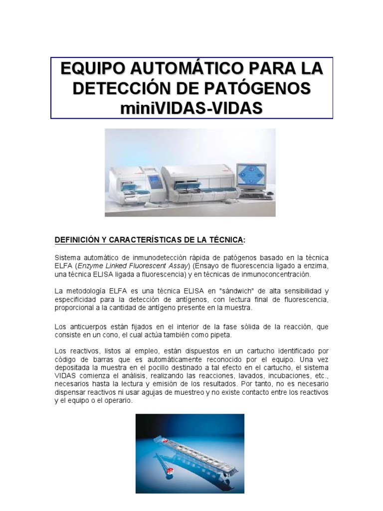 Técnica ELFA en Sistema VIDAS | PDF | Elisa | Especialidades Medicas