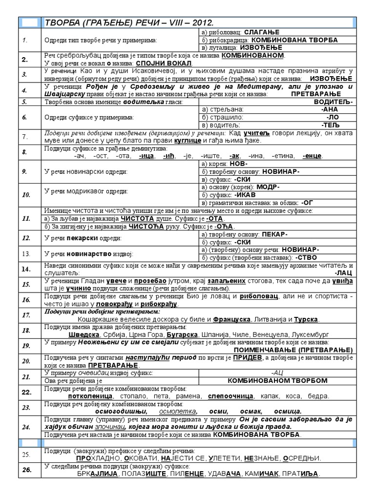 Tvorba Reci Viii Vezbanje 2012 | PDF