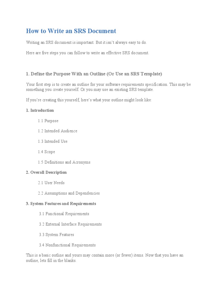 How To Write An SRS Document | PDF