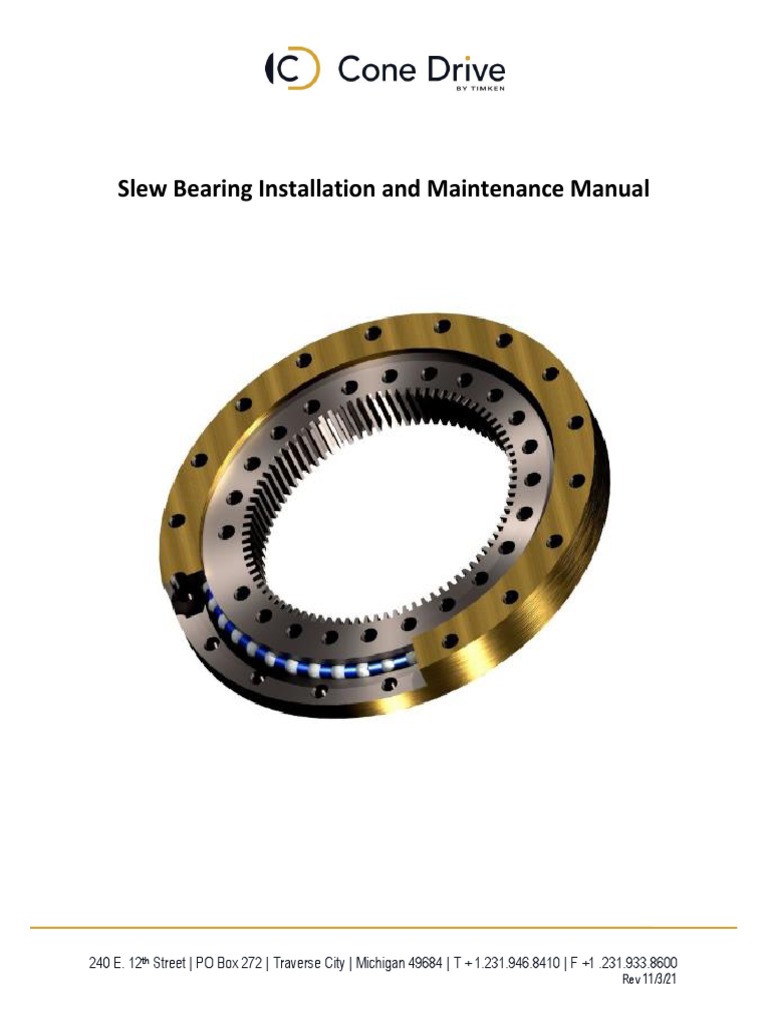 Slew Bearing Install & Maintenance Guide | PDF | Bearing (Mechanical ...