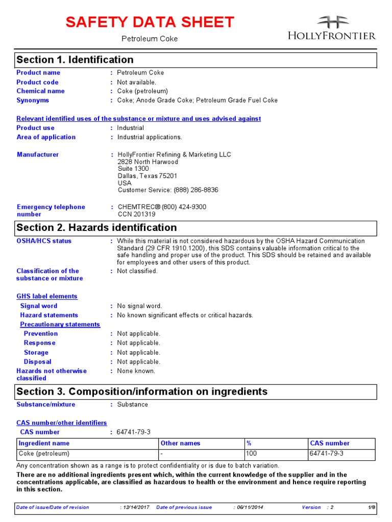 Safety Data Sheet: Section 1. Identification | PDF | Toxicity | Waste Management