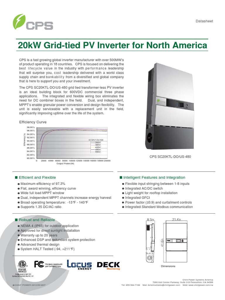 Chint 20kW Data Sheet | Download Free PDF | Power Inverter ...