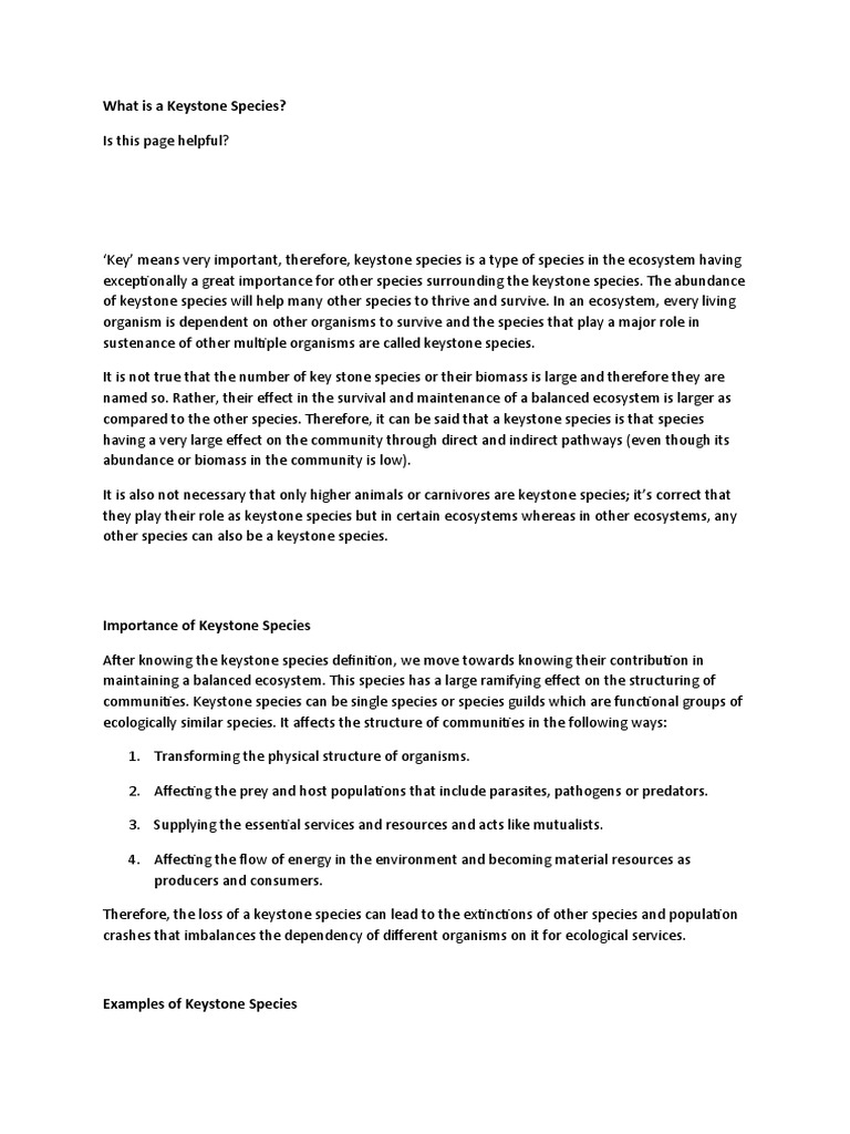 What Is A Keystone Species? | PDF | Conservation Biology | Species