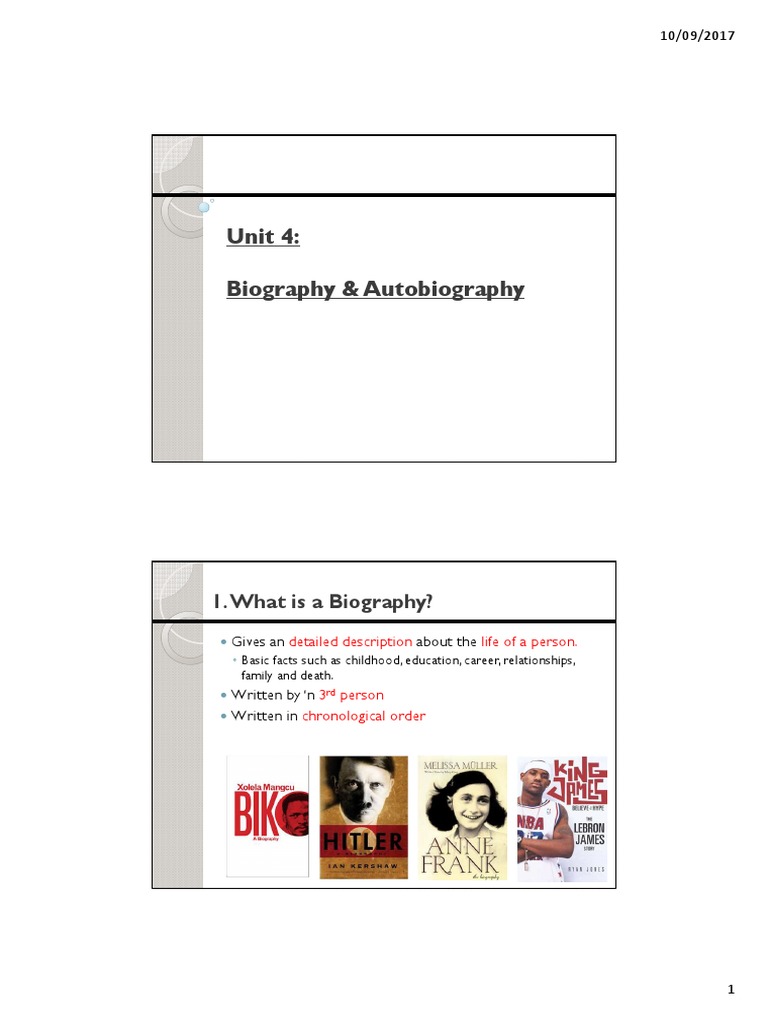 Unit 4 - Biography and Autobiography | PDF | Biography | Narrative