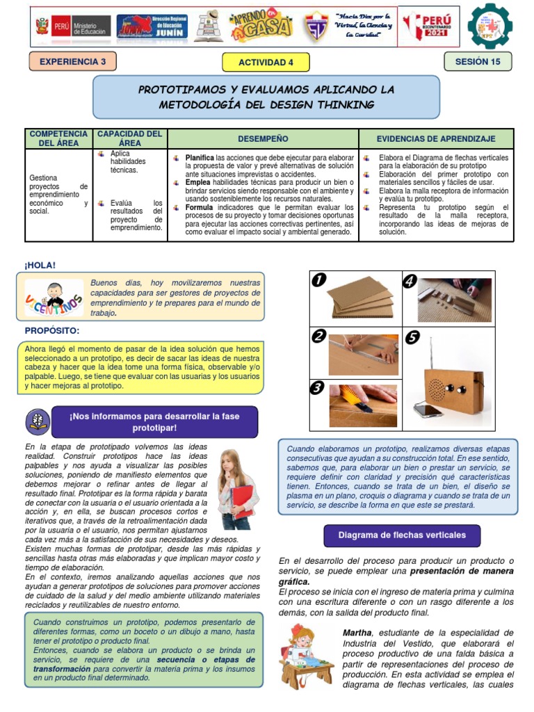 Sesión 15 Prototipamos y Evaluamos Aplicando DT | PDF | Diseño | Iniciativa empresarial