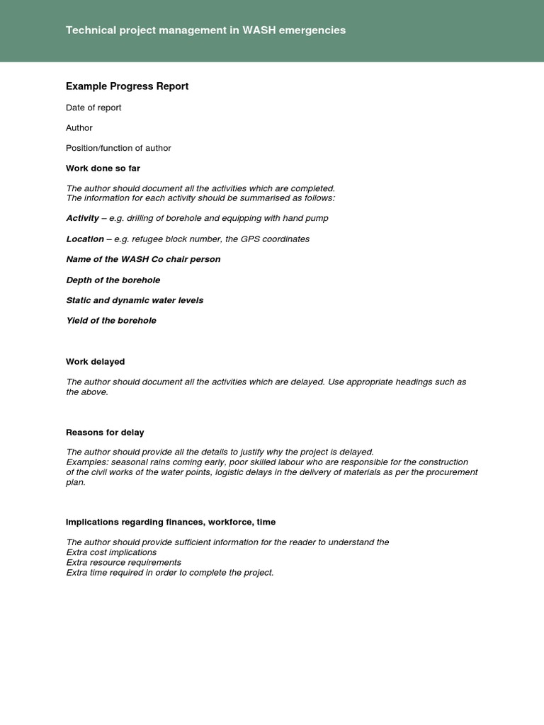 M04 t05 p04 TPM Project Implementation Example Progress Report | PDF ...