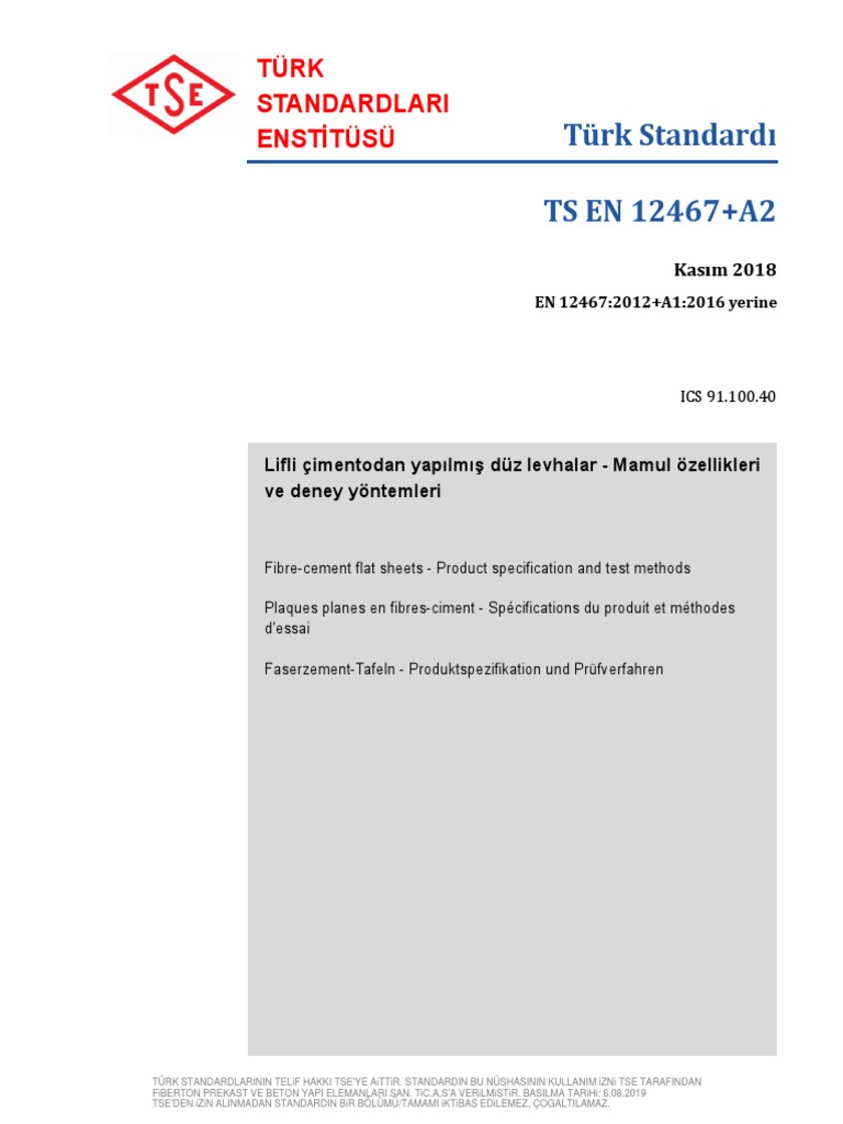 TS - en - 12467 - A2 Kasim 2018 | PDF
