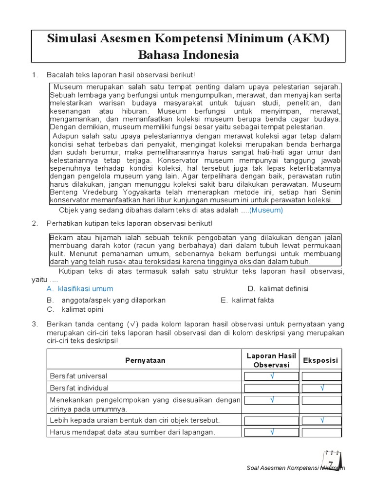 Simulasi AKM: Teks Laporan dan Observasi | PDF