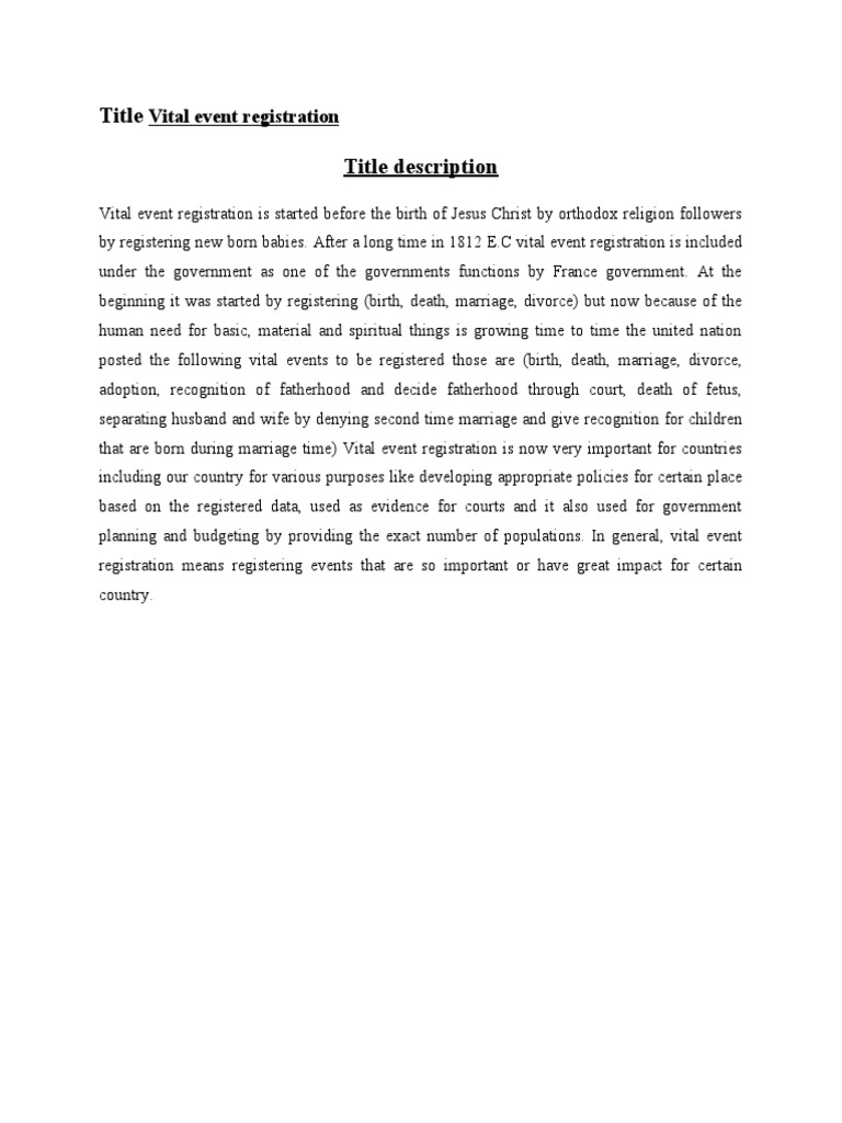 Title Vital Event Registration | PDF