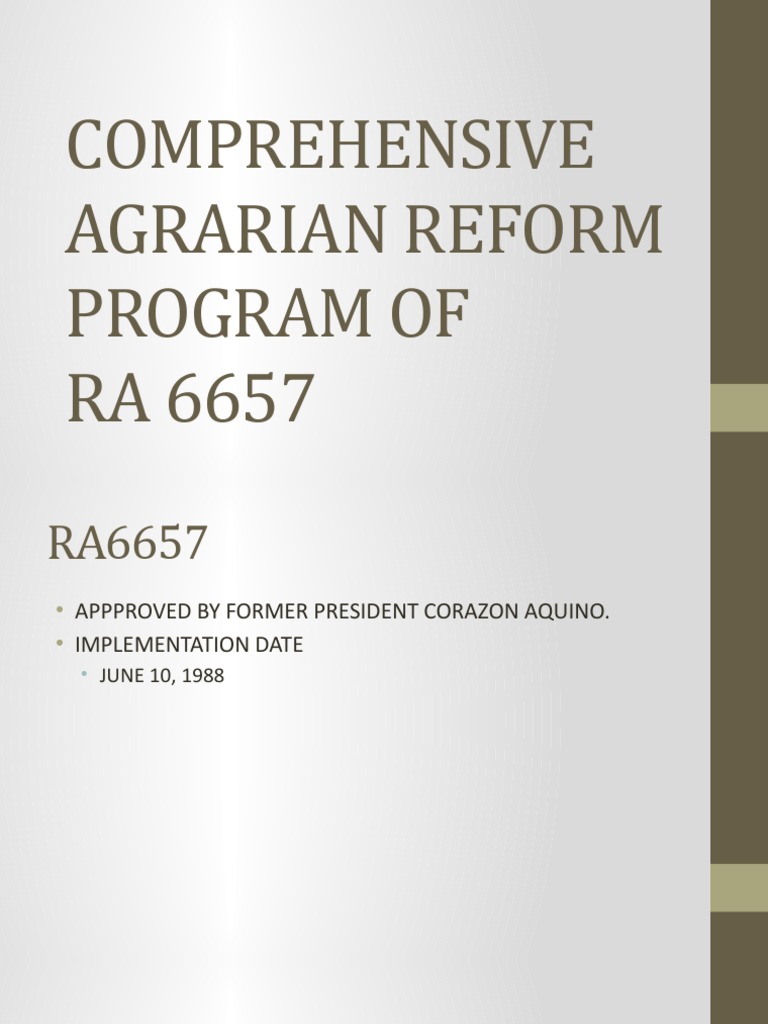 Comprehensive Agrarian Reform Program of RA 6657 | PDF | Leasehold ...