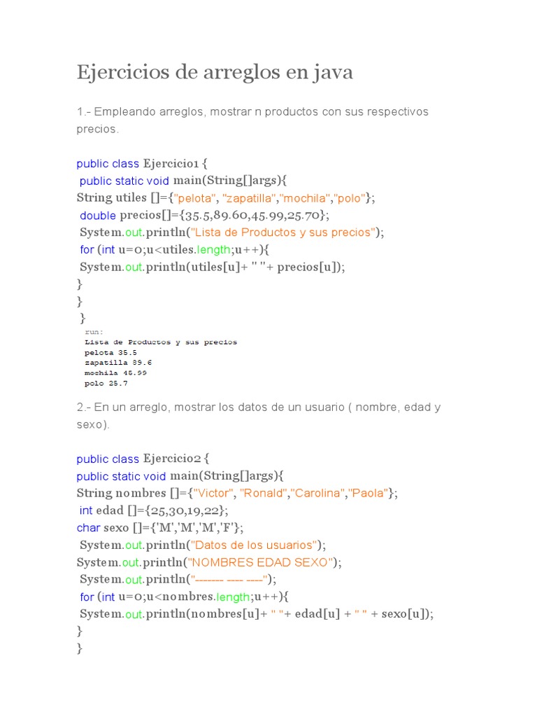 Guia de Ejercicios Arreglos | PDF | Ingeniería Informática | Programación orientada a objetos