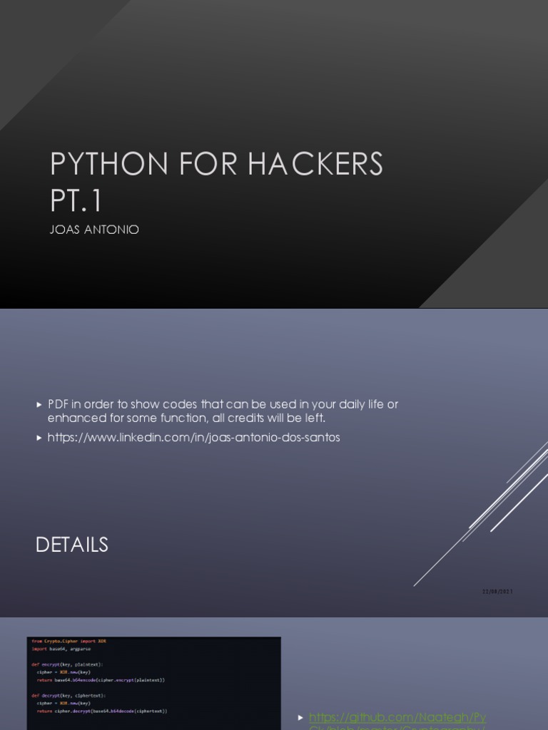 Python Tools For Hackers A Collection Of Python Scripts For Penetration Testing Cryptography 1919