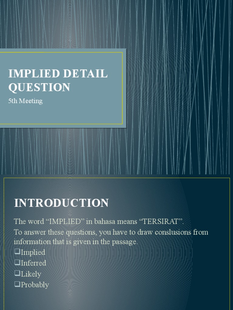 Implied Detail Question | PDF