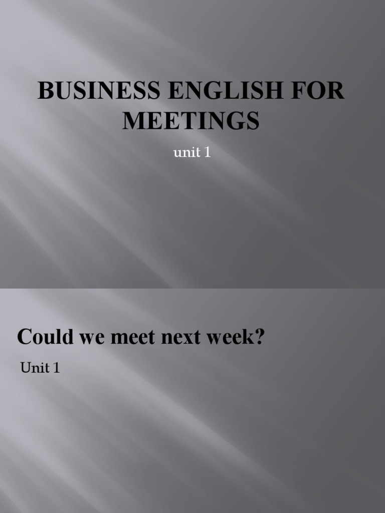 English For Meetings Unit 1 BT | PDF | Communication
