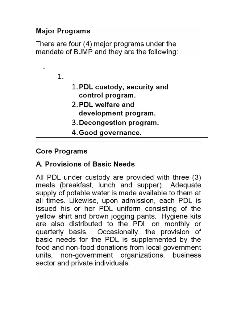 BJMP Programs | PDF | Teachers | Mental Disorder