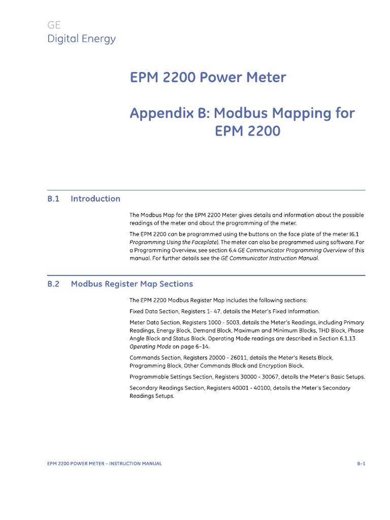 EPM 2200 Modbus Mapping | PDF