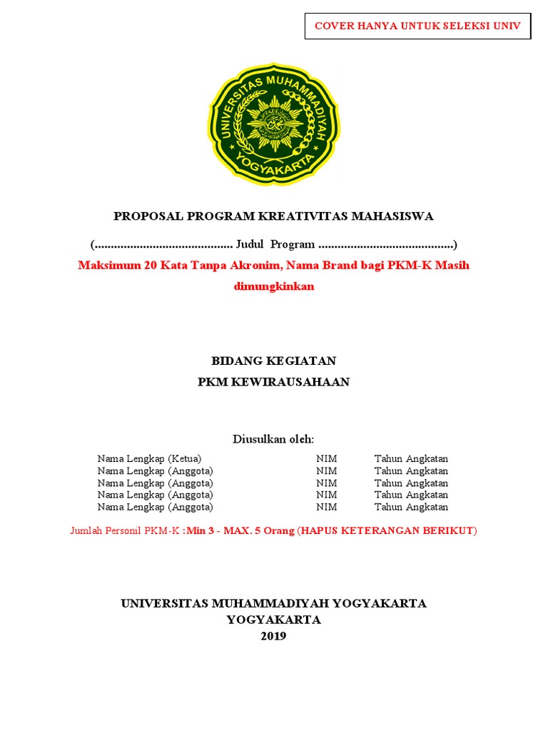 PKM K Form Proposal Tahun 2021 | PDF