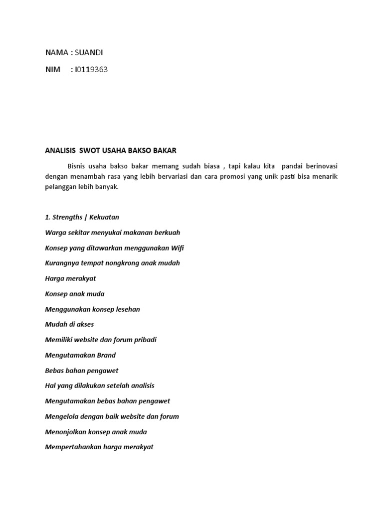 Suandi - Analisis Swot Bakso Bakar | PDF