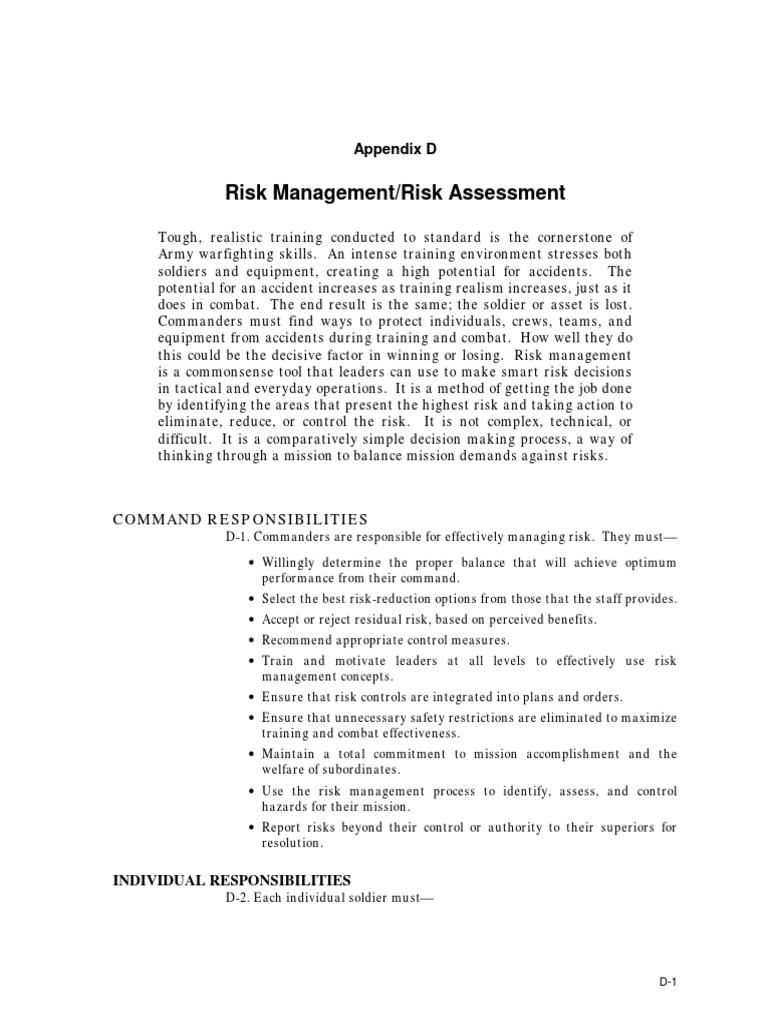 Army Risk Management Responsibilities | PDF | Risk | Risk Management