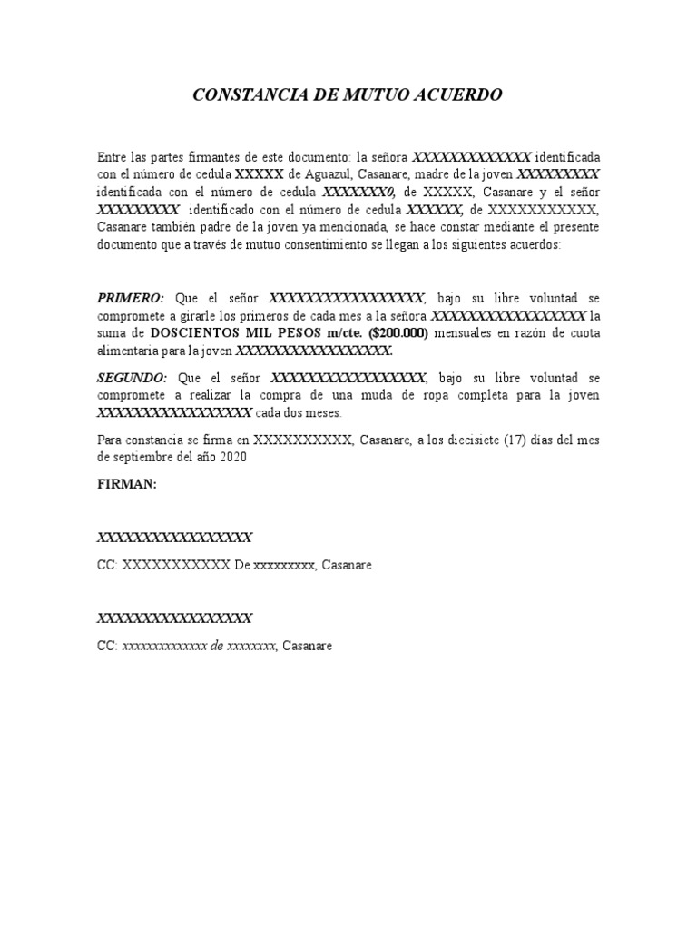 Constancia de Mutuo Acuerdo | PDF