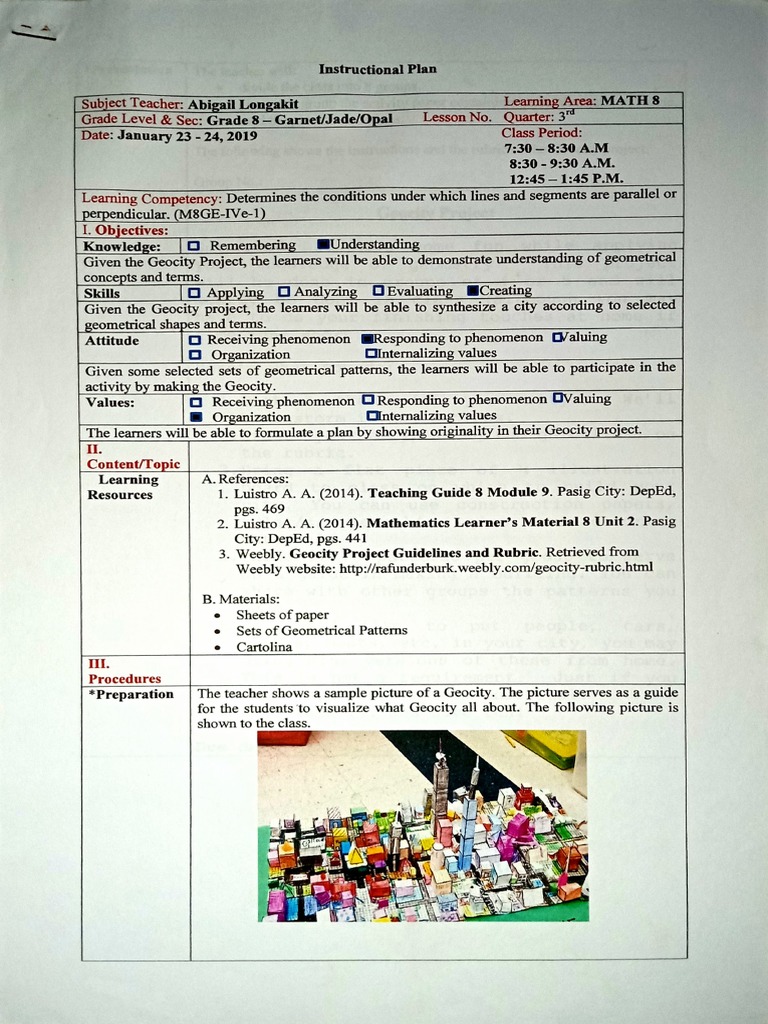 Lesson Plan - Instructional Plan - Project Geocity | PDF