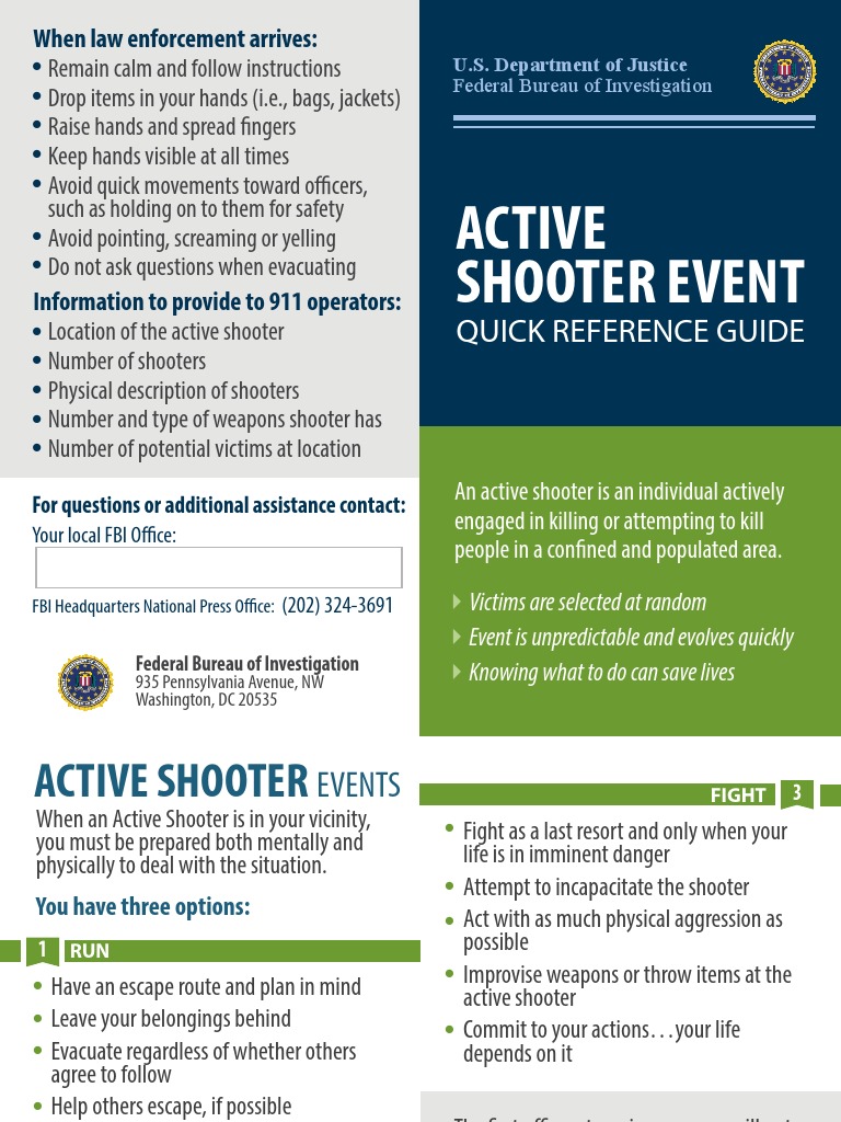 Active Shooter Event: Quick Reference Guide | PDF | Federal Bureau Of ...