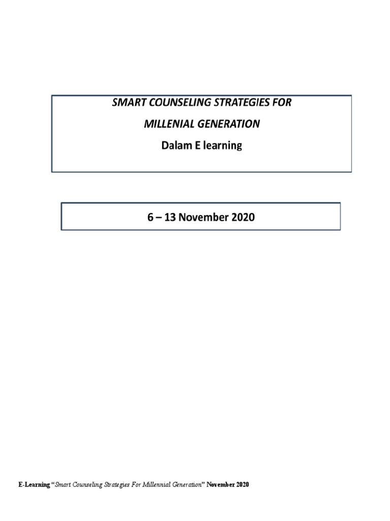 BAHAN AJAR E-LEARNING Smart Counseling Strategies For Millenial ...