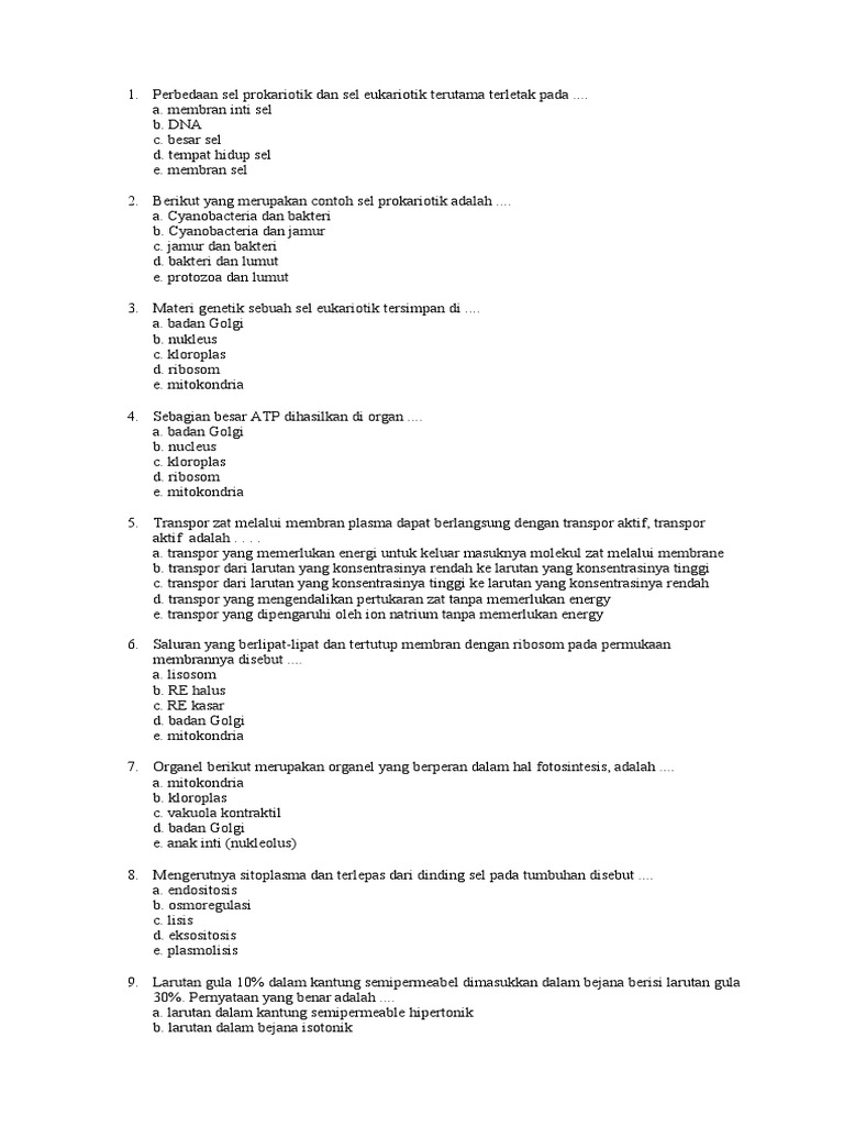Soal Pts Ganjil Biologi Kelas 11 | PDF