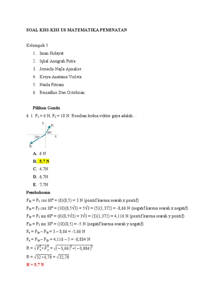 Soal Kisi Kisi Us Matmin Kelompok 5 | PDF