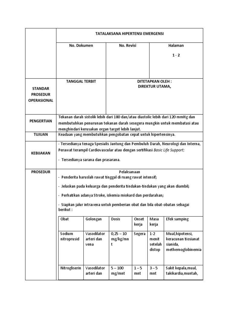 Tatalaksana Hipertensi Emergensi | PDF
