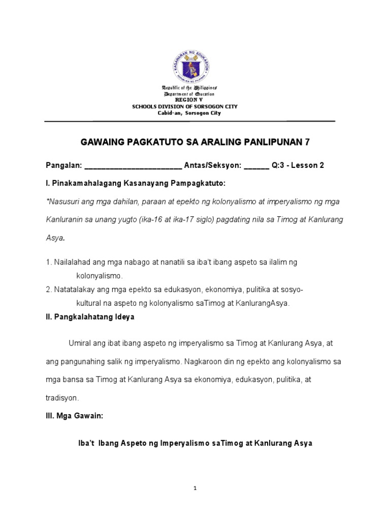 LAS 2 AP7 Q3 6 Pgs | PDF