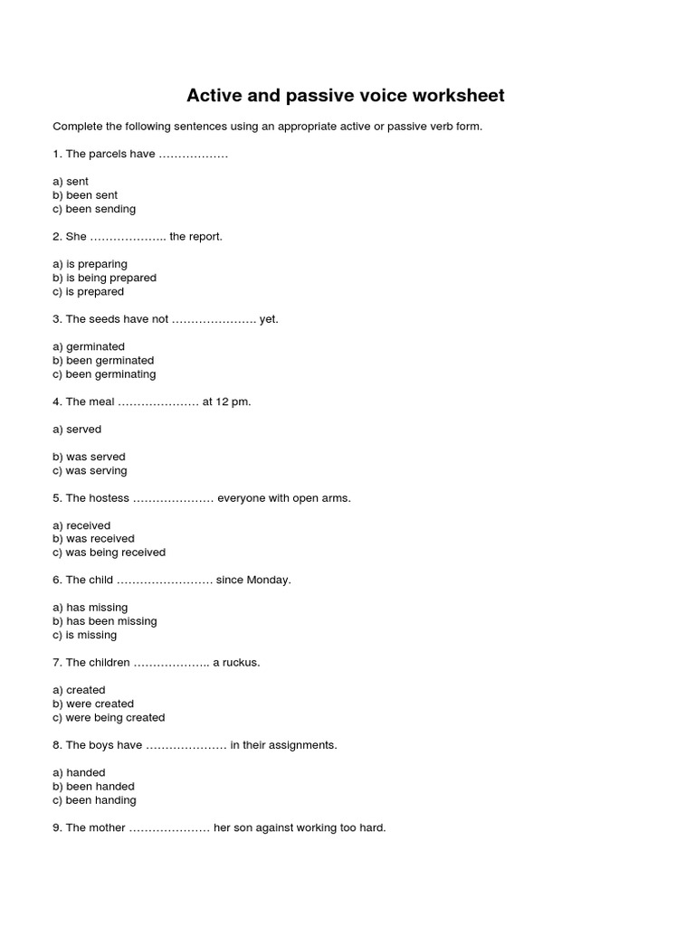Active and Passive Voice Worksheet | PDF