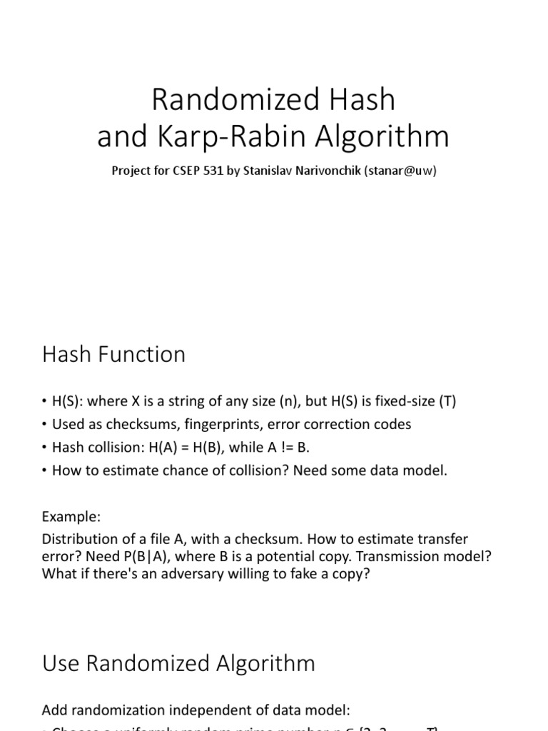 Randomized Hash And Karp Rabin Algorithm Pdf Computer Programming Computer Science 7881