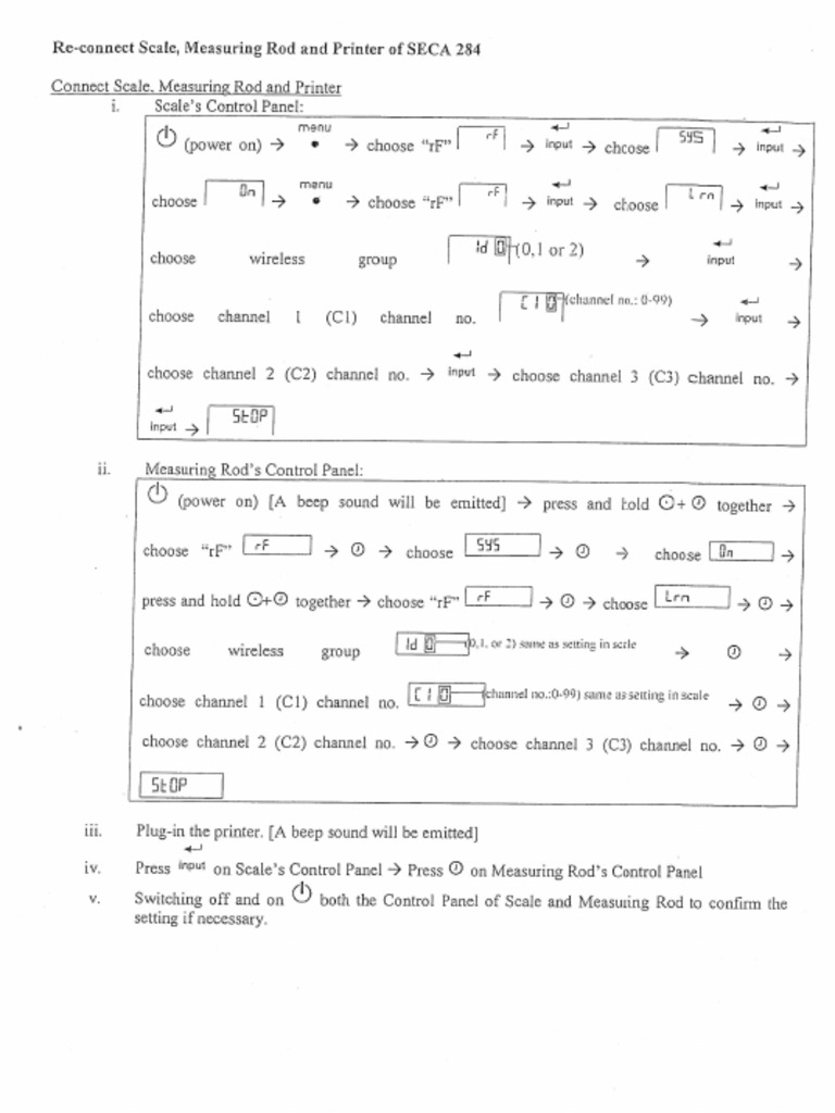 SECA 284 R-Connect Scale, Measuring Rod and Printer | PDF