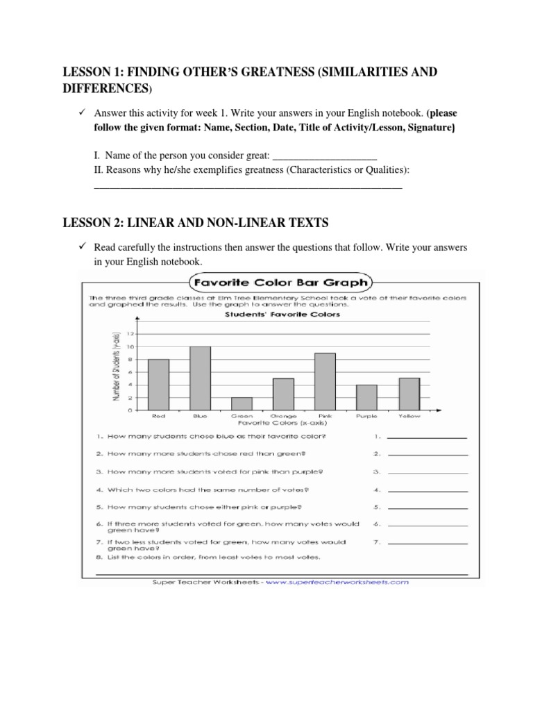 Lesson 1: Finding Other'S Greatness (Similarities and Differences | PDF
