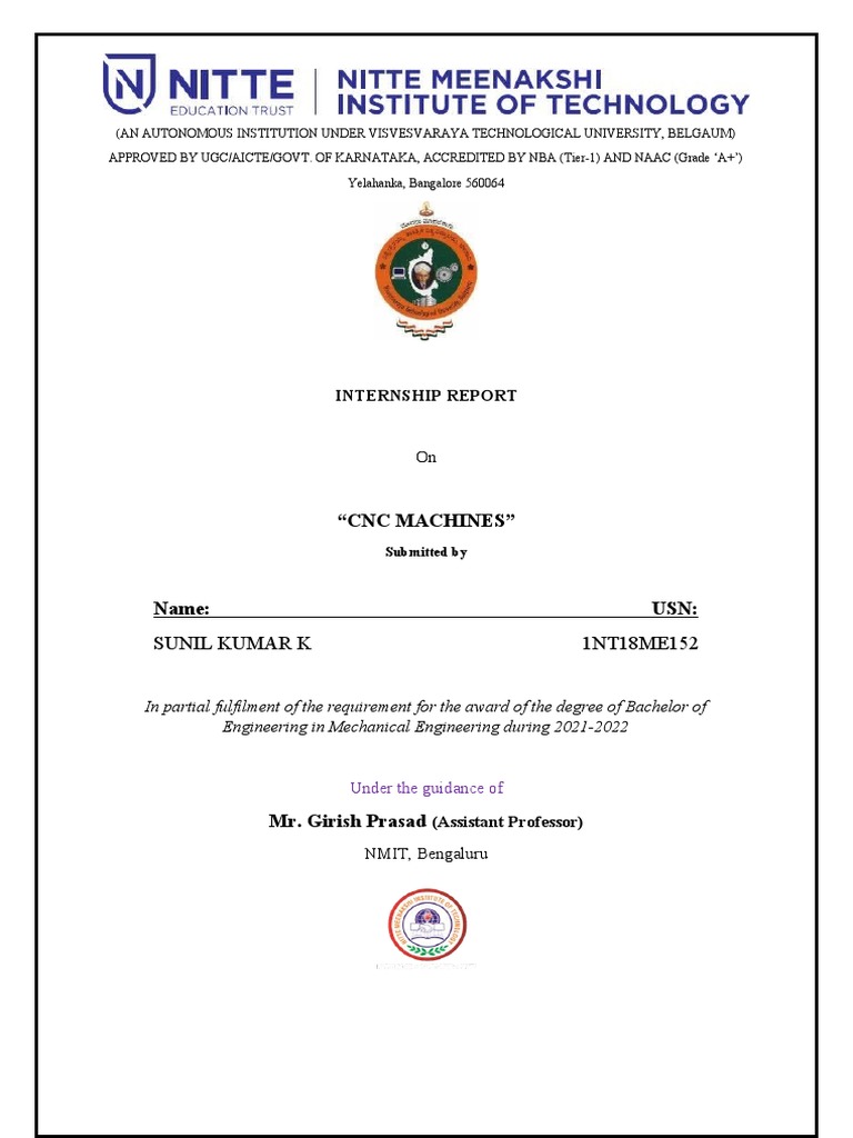 Internship Report | PDF | Machining | Numerical Control