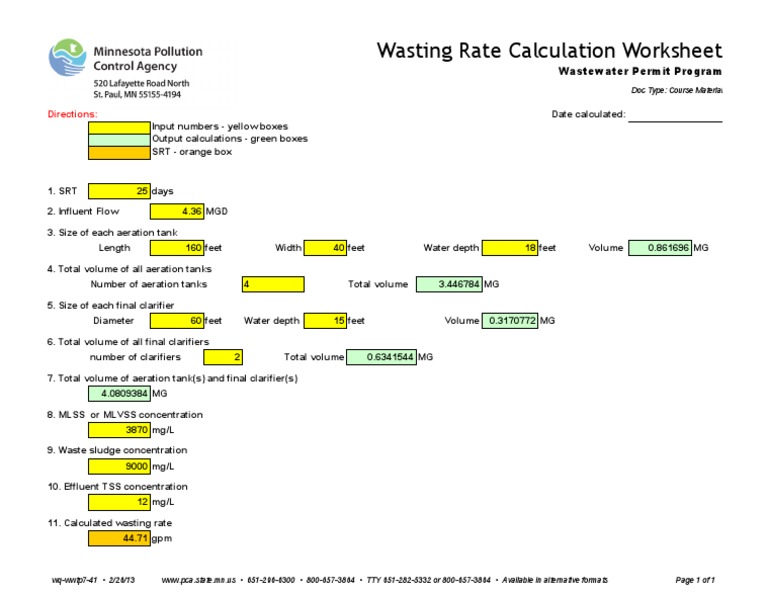 Wastewater Treatment Calculation Guide | PDF