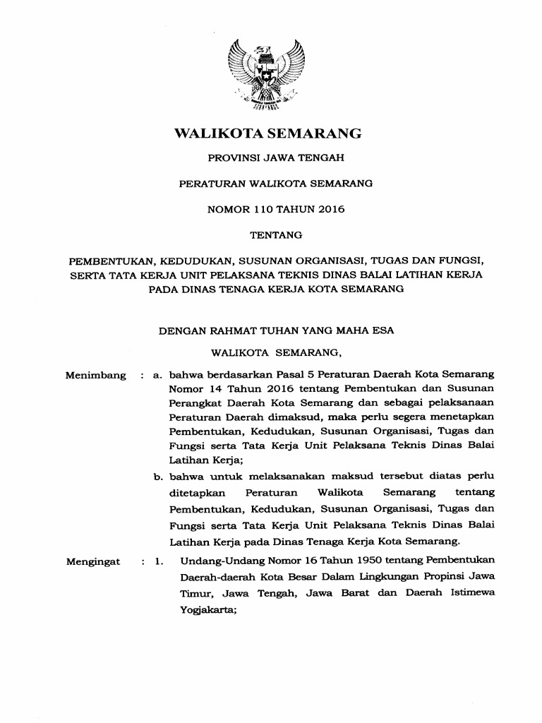 Perwali Semarang BLK | PDF