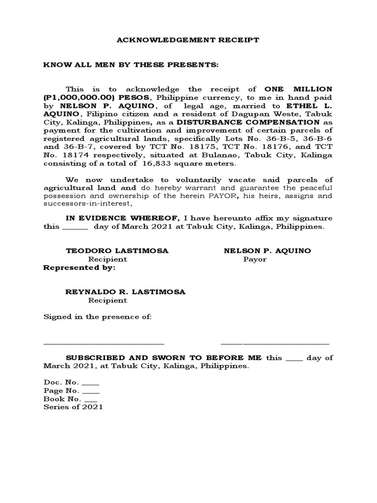 Acknowledgment Receipt Aquino | PDF | Payments | Philippines