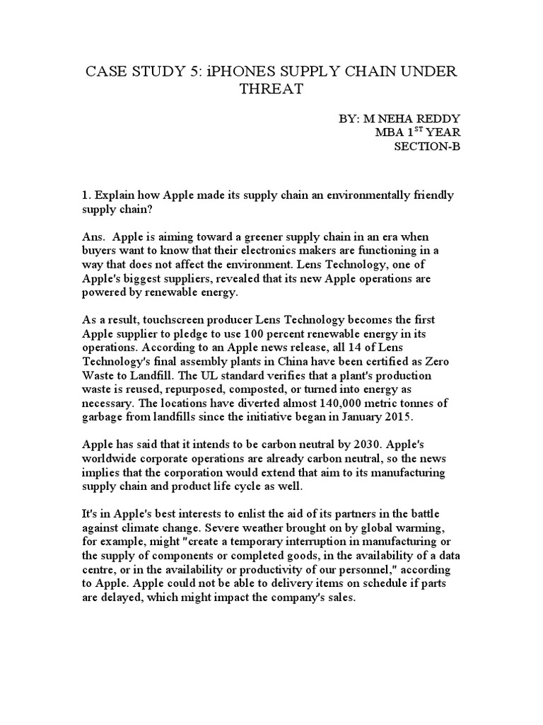 Case Study 5: Iphones Supply Chain Under Threat | PDF | Apple Inc ...