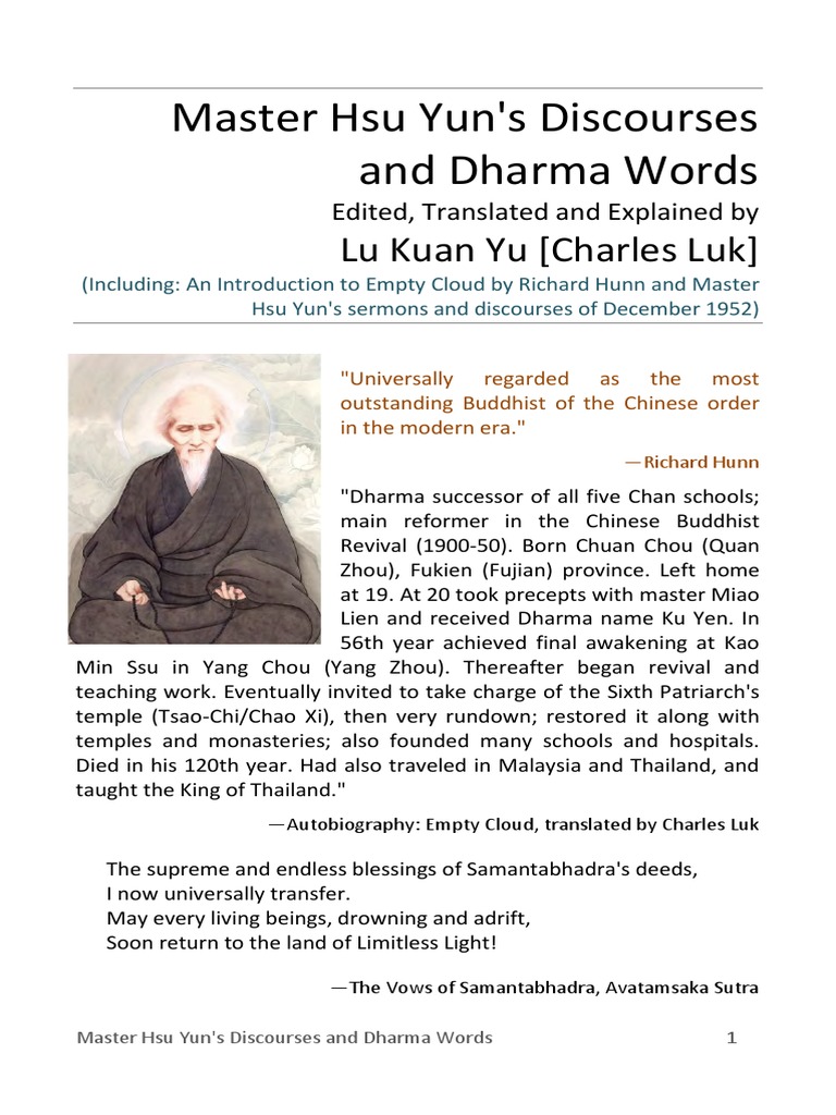 Hsu Yun Dharma Words | PDF | Chan Buddhism | Zen