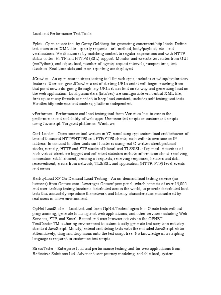 Load and Performance Test Tools | PDF | Software Testing | Web Application